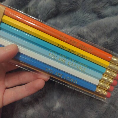 Personalized Pencil Set, 6 Custom Gold Foil Stamped Pencils for ...