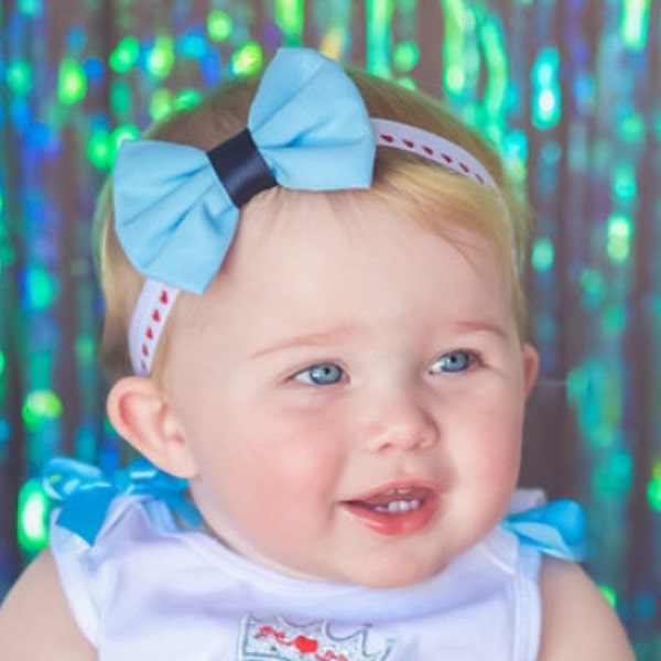 Alice in Wonderland Headband, Blue Fabric Bow, Disney Costume - Etsy