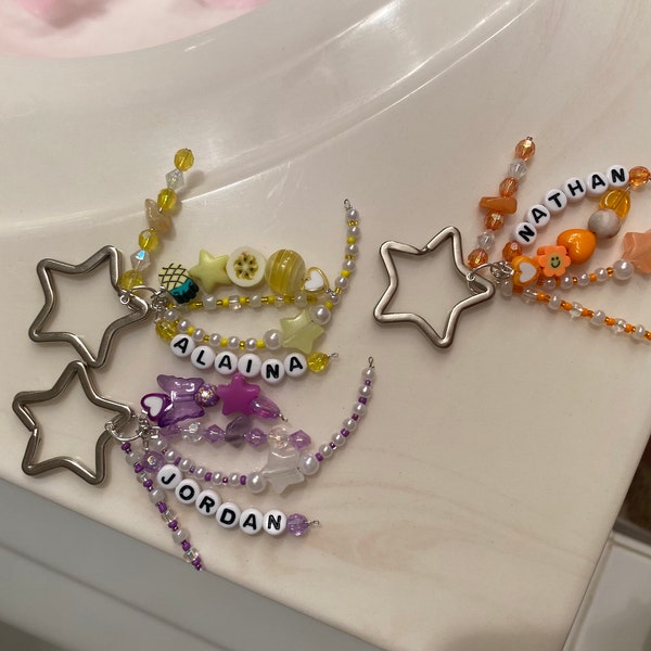 Personalized Keychain // Beaded Keychain // Colorful // Cute // Gift ...