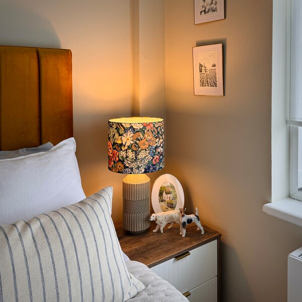 Seascape Lampshade, Coastal Lamp Shade, Applique, Fringed Artisan Shade ...
