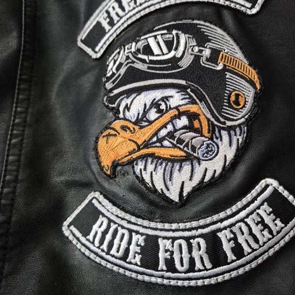 Iron-on Patch, Biker Eagle, for Leather Vests | Motorcycle Vest Patches ...
