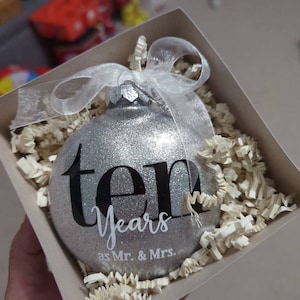 10 Year Tin Color Anniversary Ornament Personalized 10th Wedding ...
