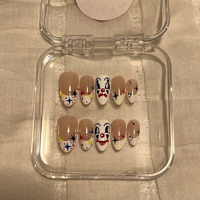 133 as a Clown Happy&sad Clowns Frenchtips Press on Nails Custom Hand ...