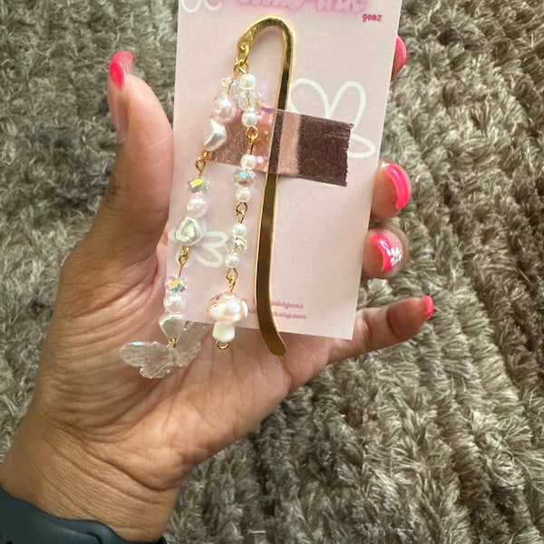 Beaded Bookmark, Hook Bookmark, Book Lover Gift Idea, Gold Bookmark ...