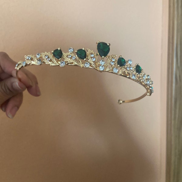 Fiona's Tiara in Gold Color Metal & Clear Crystal Faux Diamond Details ...