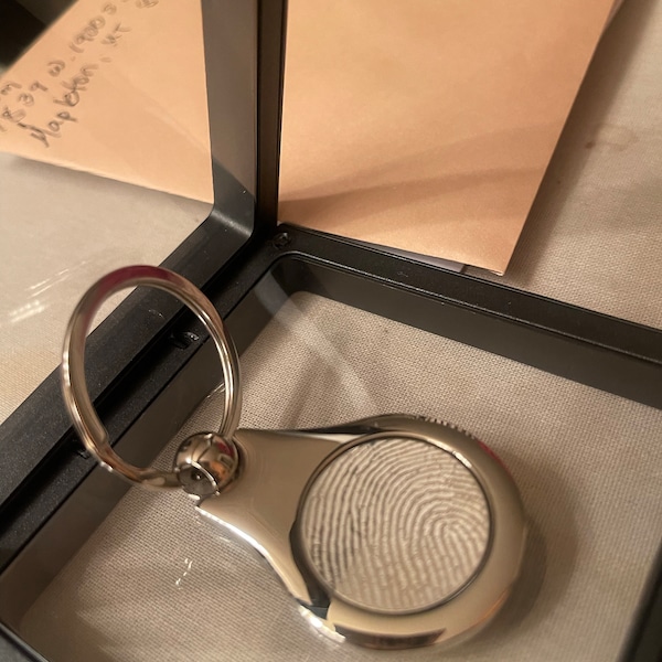 Fingerprint Keychain, Stainless Steel Custom Fingerprint Round Keychain ...