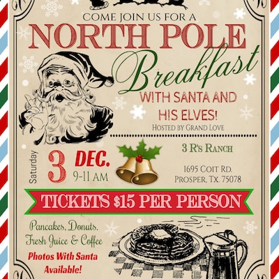 EDITABLE Breakfast With Santa Flyer & Tickets North Pole Breakfast ...