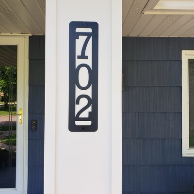 Vertical 3 House Numbers Metal Address Sign Custom Metal Modern Address ...