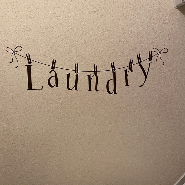 Laundry Clothesline Vinyl Wall Decal - Laundry Room Vinyl Wall Decal ...