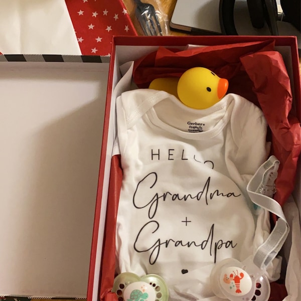 Hello Grandma and Grandpa Baby Onesie® - Grandparents Announcement ...
