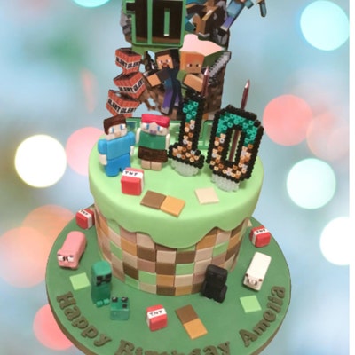 Handmade Minecraft Themed Numbered Cake Toppers 5,6,7,8,9,10,11,12 ...
