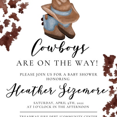 Western Turquoise Birthday Invitation, First Birthday Invitation ...