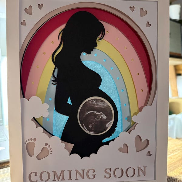 3D Pregnancy Shadow Box, 8 X 10 Baby Birth Shadow Box, Love at First ...