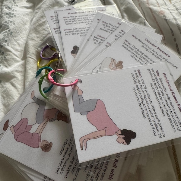 Labor and Delivery Positions Flashcards, Digital Cards With Child Birth ...