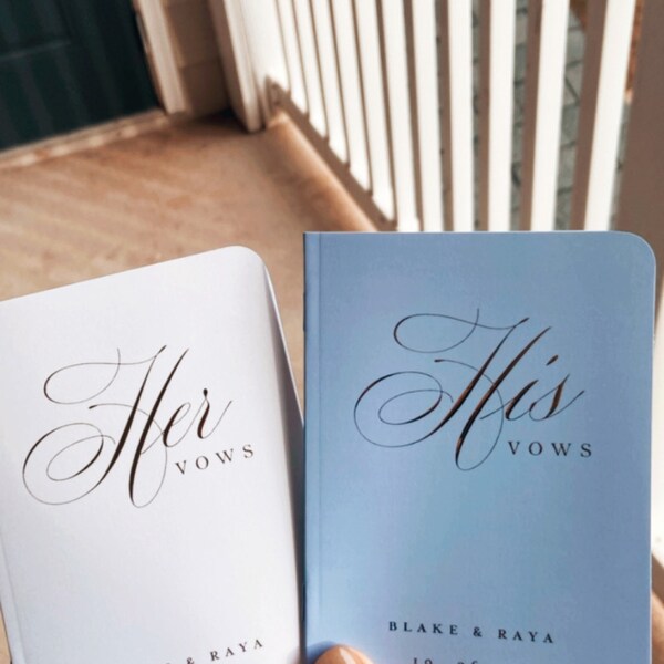 Wedding Vow Books, Set of His and Hers, Personalized, Vow Books, His ...