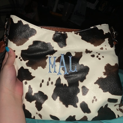 Cow Print Purse, Monogram Cow Tote Bag, Personalized Cow Bag, Cow ...