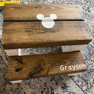 Personalized Rustic Kids Step Stool With Graphic, Toddler Step Stool ...