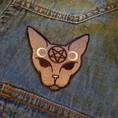 Gothic Cat Patch Made With Vegan Iron-on Adhesive - Etsy