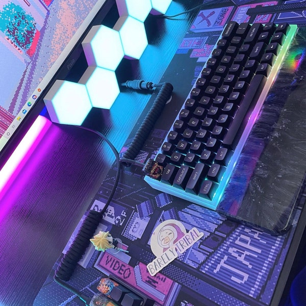 Retro Vaporwave Mousepad, Neon Tokyo Street Pixel Art, Purple Japanese ...