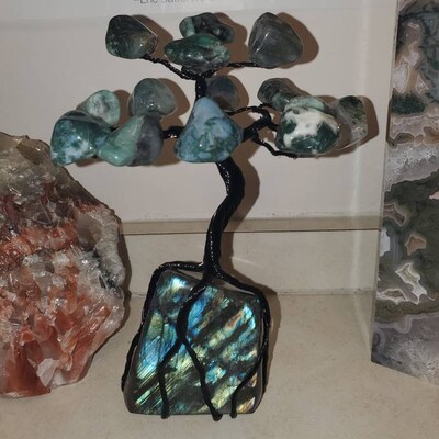 Custom Crystal Tree With Rock Base, Crystals Wired Crystal Tree, Custom ...