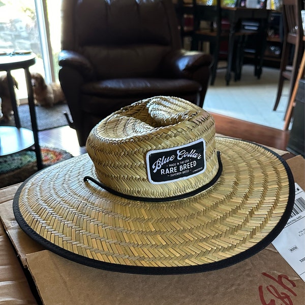 Straw Shade Hat ( 2 Designs ) - Lineman Hat, Blue Collar Hat, Summer Hat, River Hat , Desert Hat ...