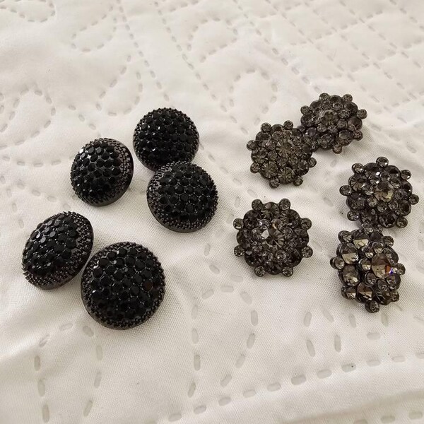 Luxury Black Colour Rhinestone Fancy Large Shank Buttons 11/18/23/25mm ...
