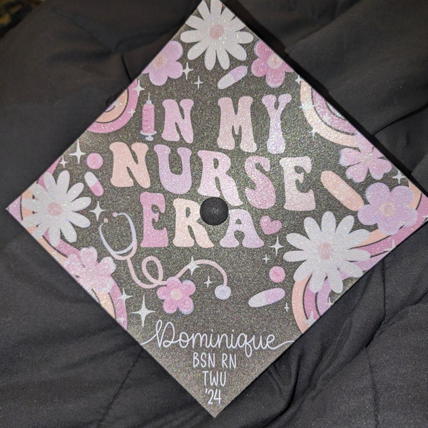 Custom Nurse Graduation Cap Topper - Your Choice of Color - RN BSN MSN ...