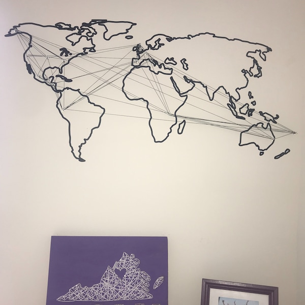 World Map Outline Decal - Large World Map - Wall Decal - Wall Art ...