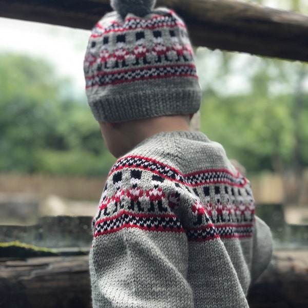 Knitting Pattern Girls Rainbow Hearts Fair Isle Cardigan Pattern in 4 ...