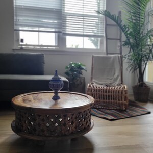 Wooden Carver Round Coffee Table Wooden Cocktail Table Unique - Etsy