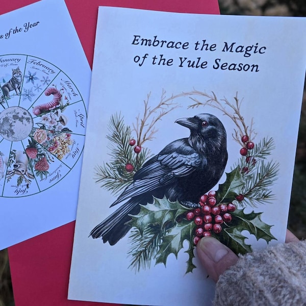 Winter Solstice Card Set, Printable Forest Animal Yule Card Pack, Pagan ...