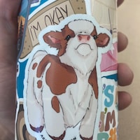 Fuzzy Cow Sticker Cow Sticker Sticker Waterproof Sticker Stickers for ...