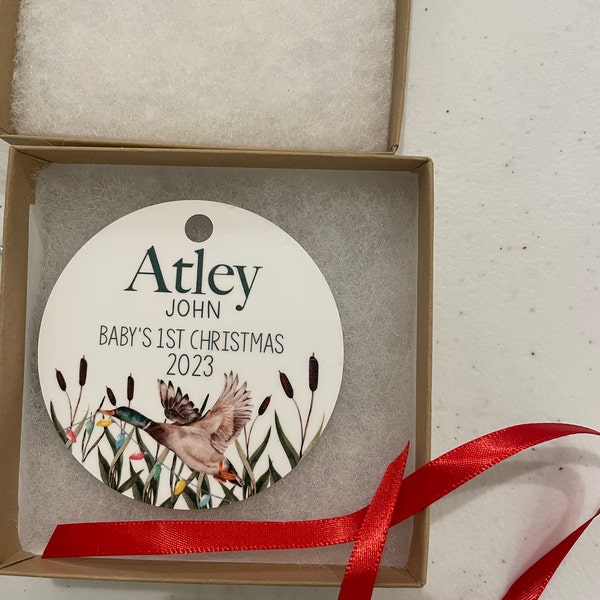 Mallard Duck Baby 1st Christmas Ornament, Personalized Baby First ...