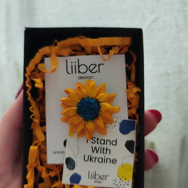 Ukraine Sunflower Brooch/ Solidarity Blue, Yellow Flower Pin/ *donates ...