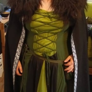 Thick White Viking Sheepskin Cloak With Thorhammer Leather Brooches and ...