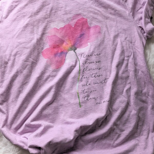 Pastel Garden Flower Tee Shirt, Botanical Tee, Boho Tee, Wildflower ...