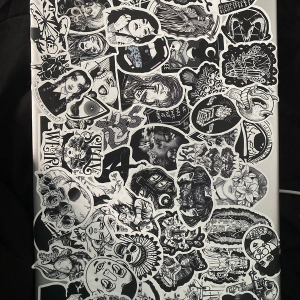 10-100 Pcs Random Gothic Stickers Dark Horror Vinyl Waterproof Black ...