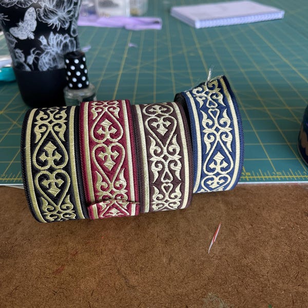 10 Yards/70 Mm Golden Medieval Jacquard Trim(2.75 Inch)vintage Ribbon ...