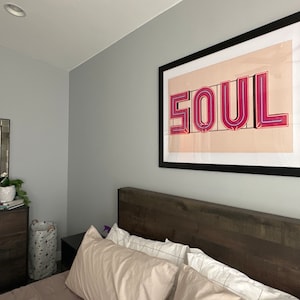 SOUL Neon Sign Typography Poster, Eclectic Wall Decor, Boho Art, Type ...