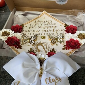 Pink Virgin Mary Graduation Cap, Pink Graduation, Glitter Grad Cap ...