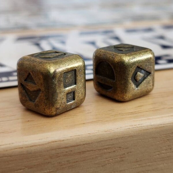 Gold Sabacc Dice Solid Metal Pair of Metal Dice Star Wars Inspired ...