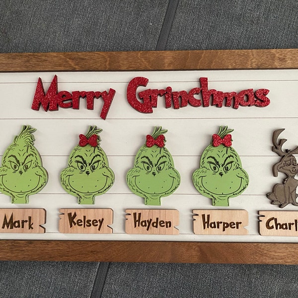 Grinch Squad Family Sign, Grinchmas Decor, Grinch Themed Tiered Tray ...