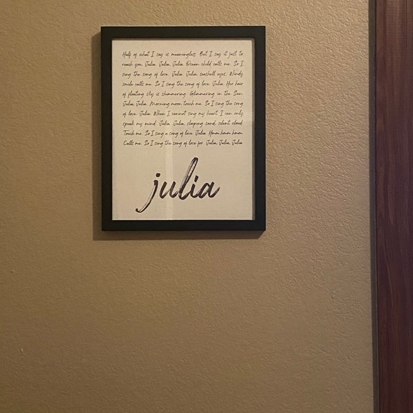 Custom Song Lyrics Print, Your Song Lyrics Printed, Lyrics Art, Wall ...