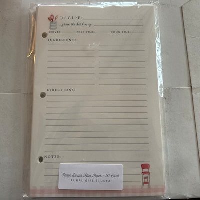 Recipe Binder Filler Paper Watercolor Lemons Recipe Binder Pages, Full ...