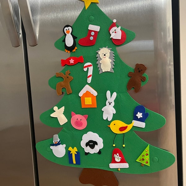 Felt Christmas Tree With Magnets, Toddler Toys With Christmas Ornaments ...