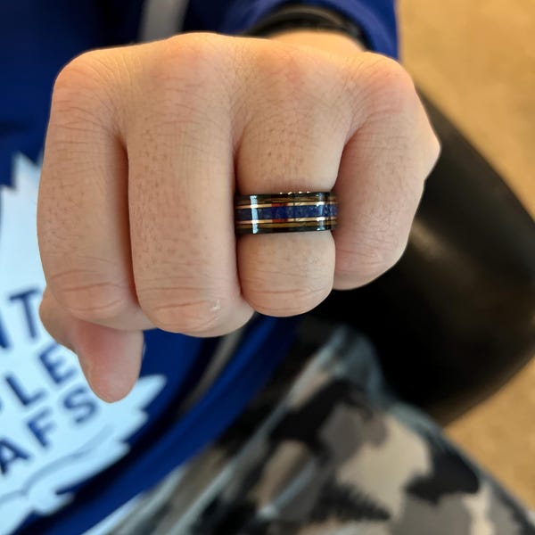Charred Whiskey Barrel Ring With Lapis Lazuli, Lapis Wood Ring, Whiskey ...