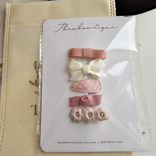 Mini Bow Snap Clip Set, Toddler Hair Clips, Baby Girl Hair Clips, Tiny ...