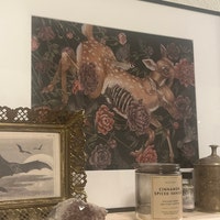 Fawn Deer With Birds and Flowers Gothic Botatnical Art Giclee Print ...