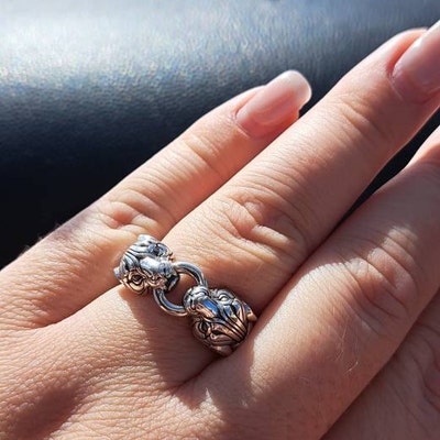 Japanese Oni Mask Ring Silver Oni Panther Ring Hannya Demon Ghost Ring ...