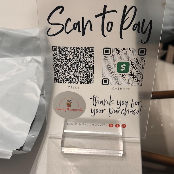 Scan Here to Pay — QR Code Custom Acrylic Business Display, Online ...